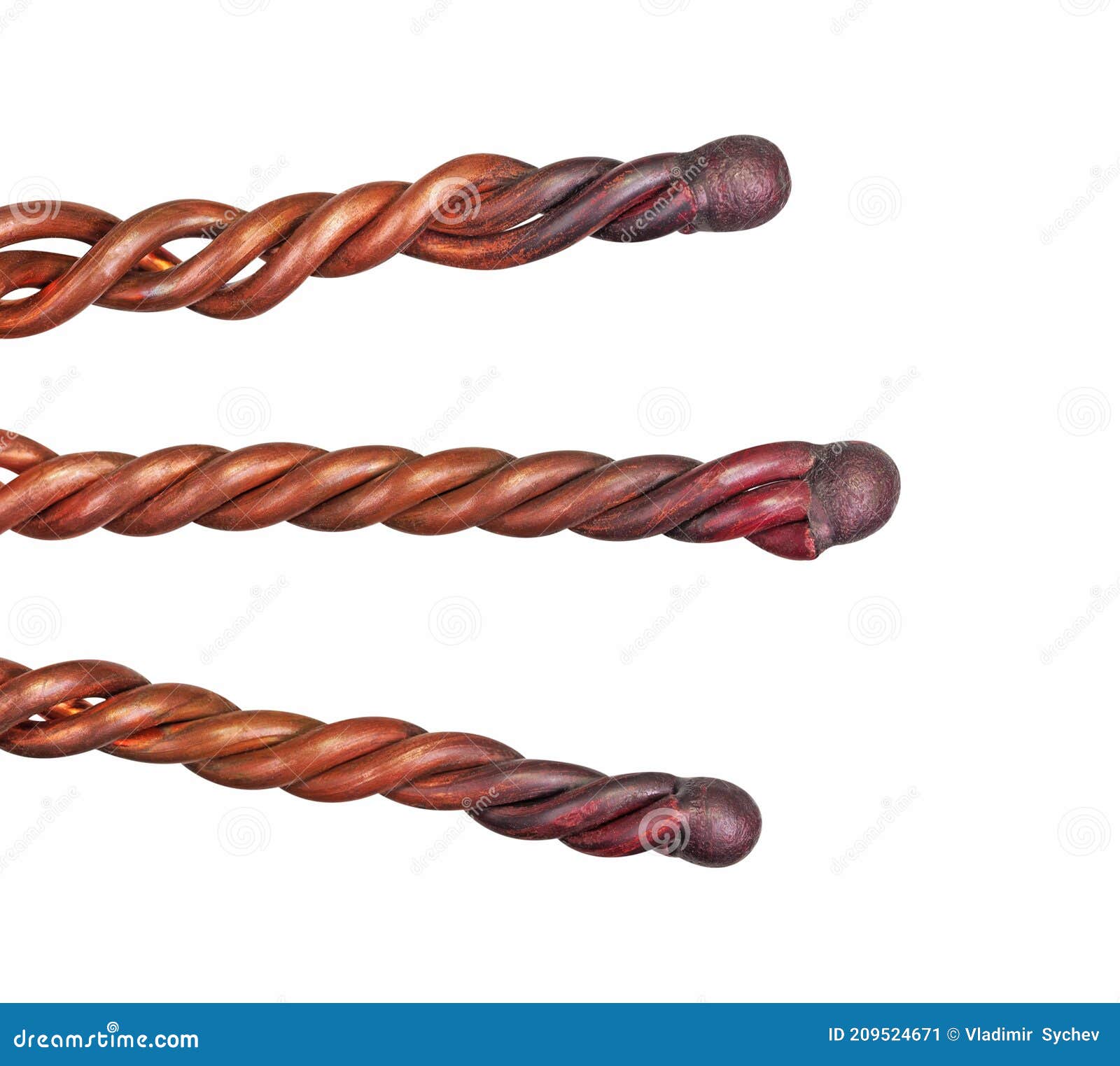 The Twisting Of Copper Electrical Wires Isolated On White Background ...