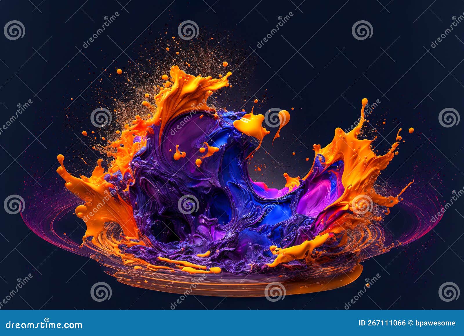 A Twisting and Exploding Abstract Paint Splash, Generative AI Stock ...