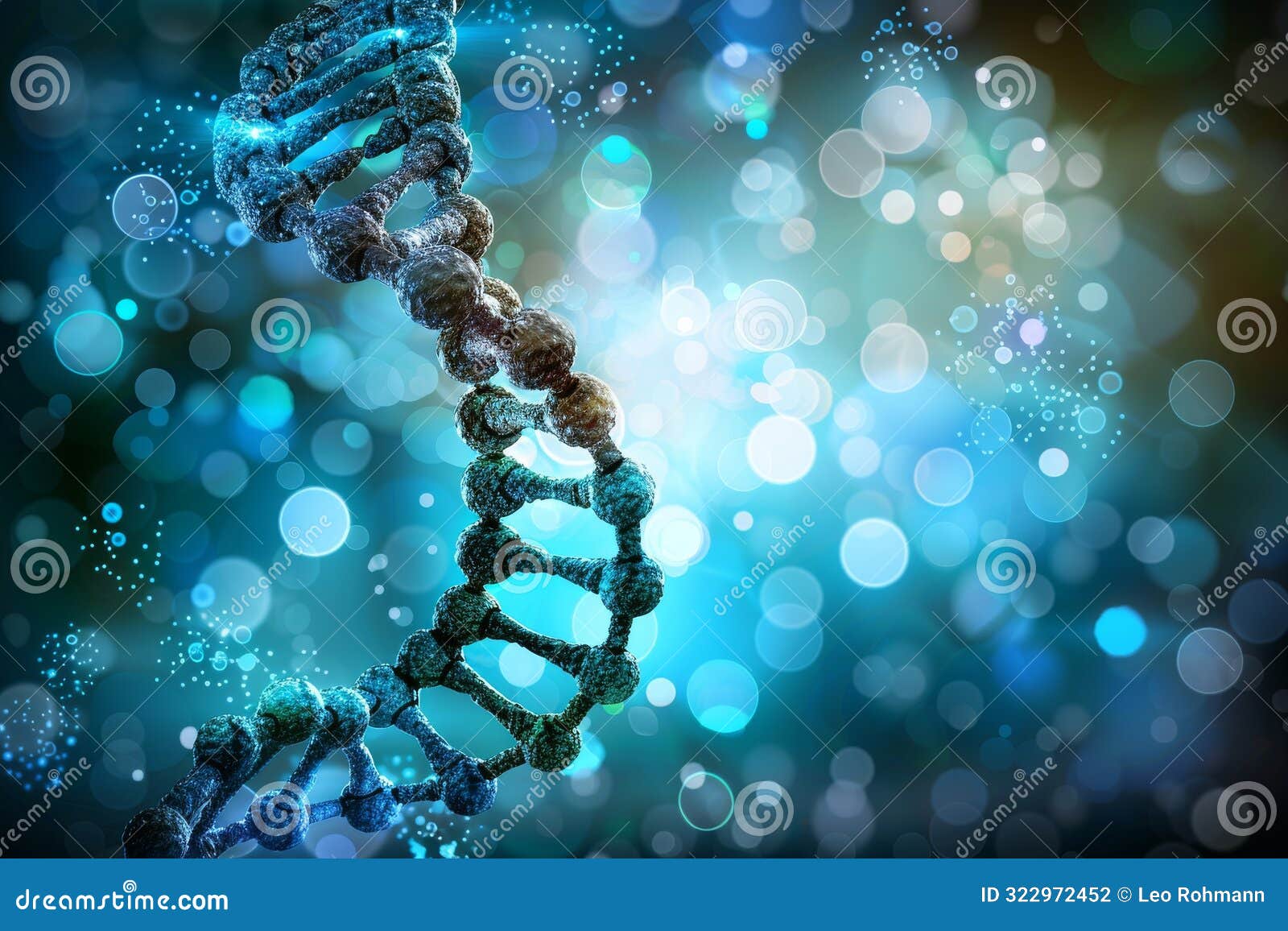 Twisting Helix Structure with Glowing Nodes in an Abstract Scientific ...