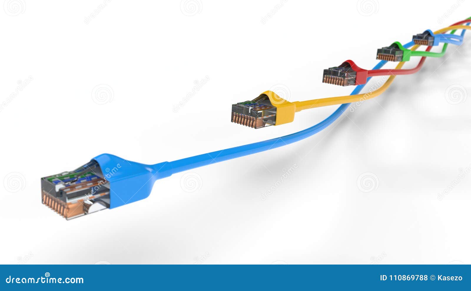 Twisting Internet Cables. Conceptual 3d Illustration of Ethernet Cable ...