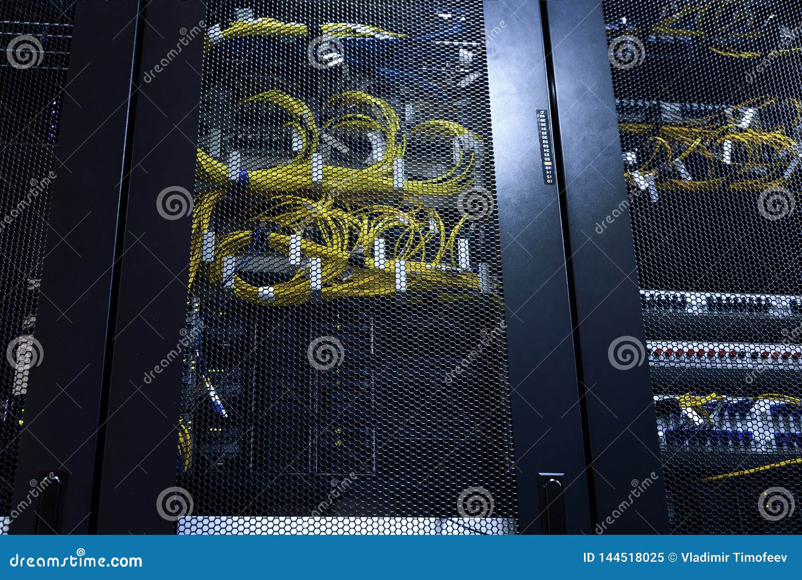 Twisting Internet Wires And Optical Cables In Server Room Office Racks ...