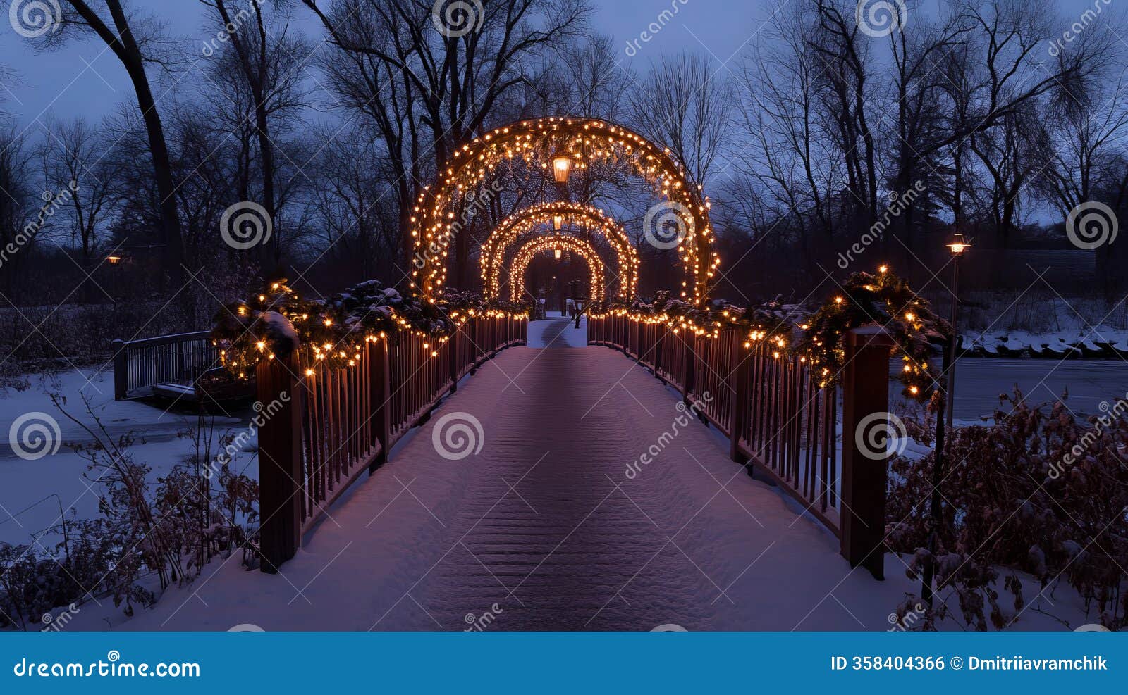 A Twisting Path through a Forest Blanketed in Snow, Decorated with ...