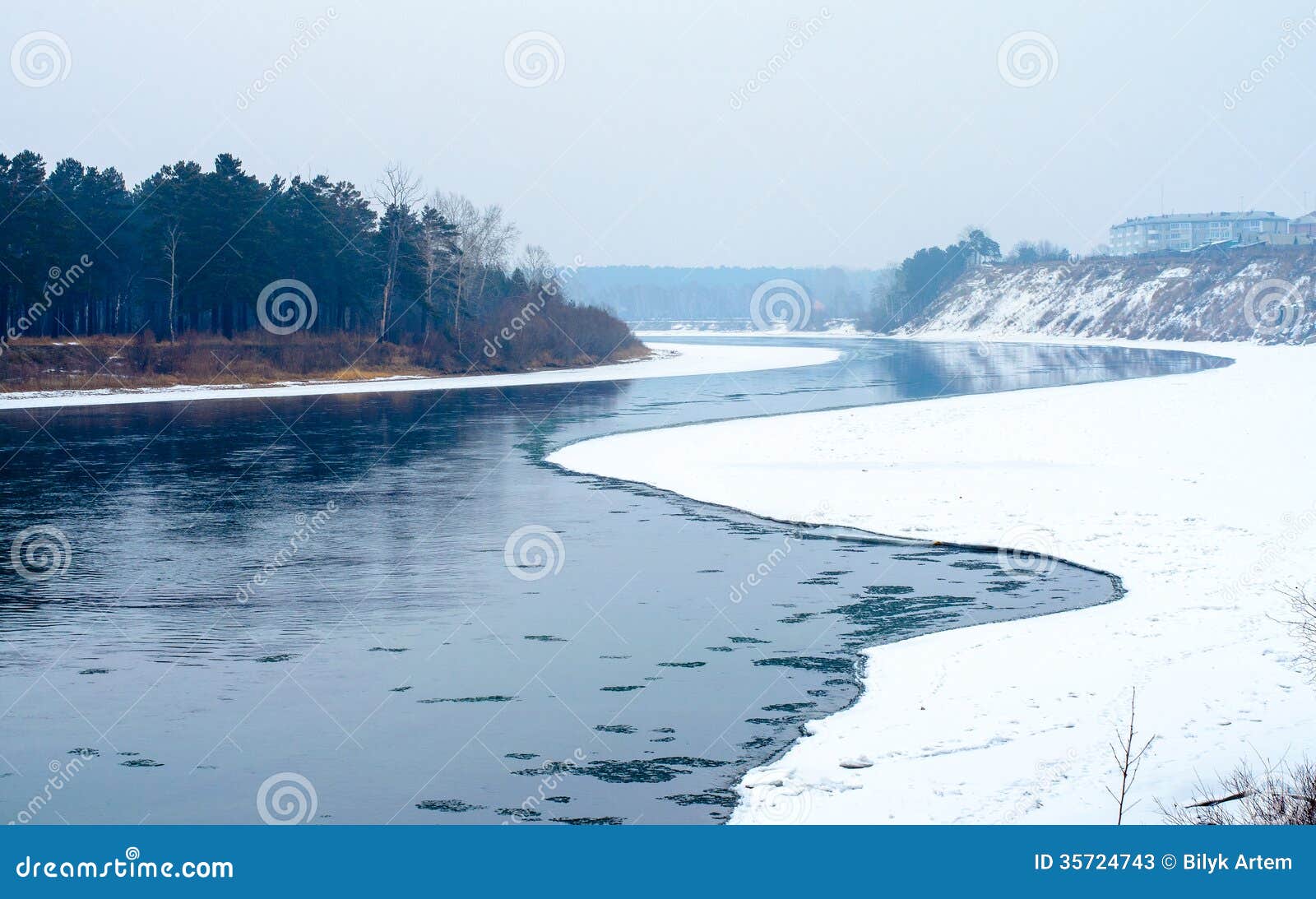 Twisting river. stock image. Image of frost, beauty, river - 35724743