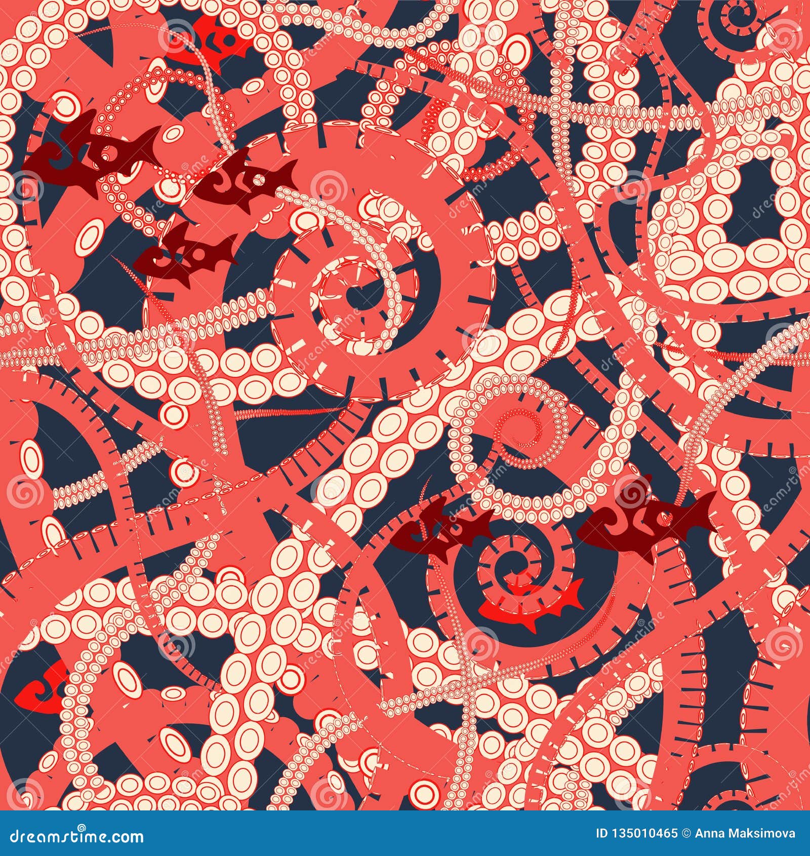 Twisting Tentacles of an Octopus Seamless Stock Vector - Illustration ...