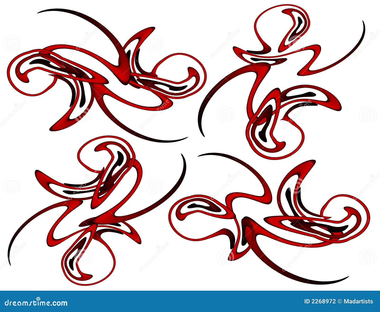 Twisty Crazy Swirls Black Red Stock Illustration - Illustration of ...
