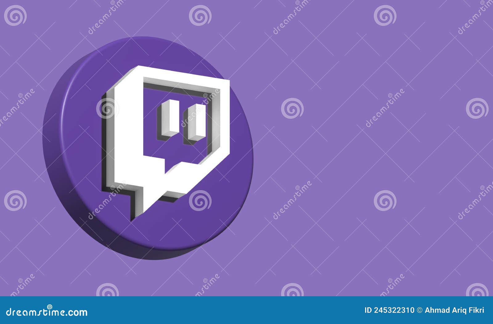 Twitch Circle Button Icon 3D. Elegant Template Blank Space Editorial ...