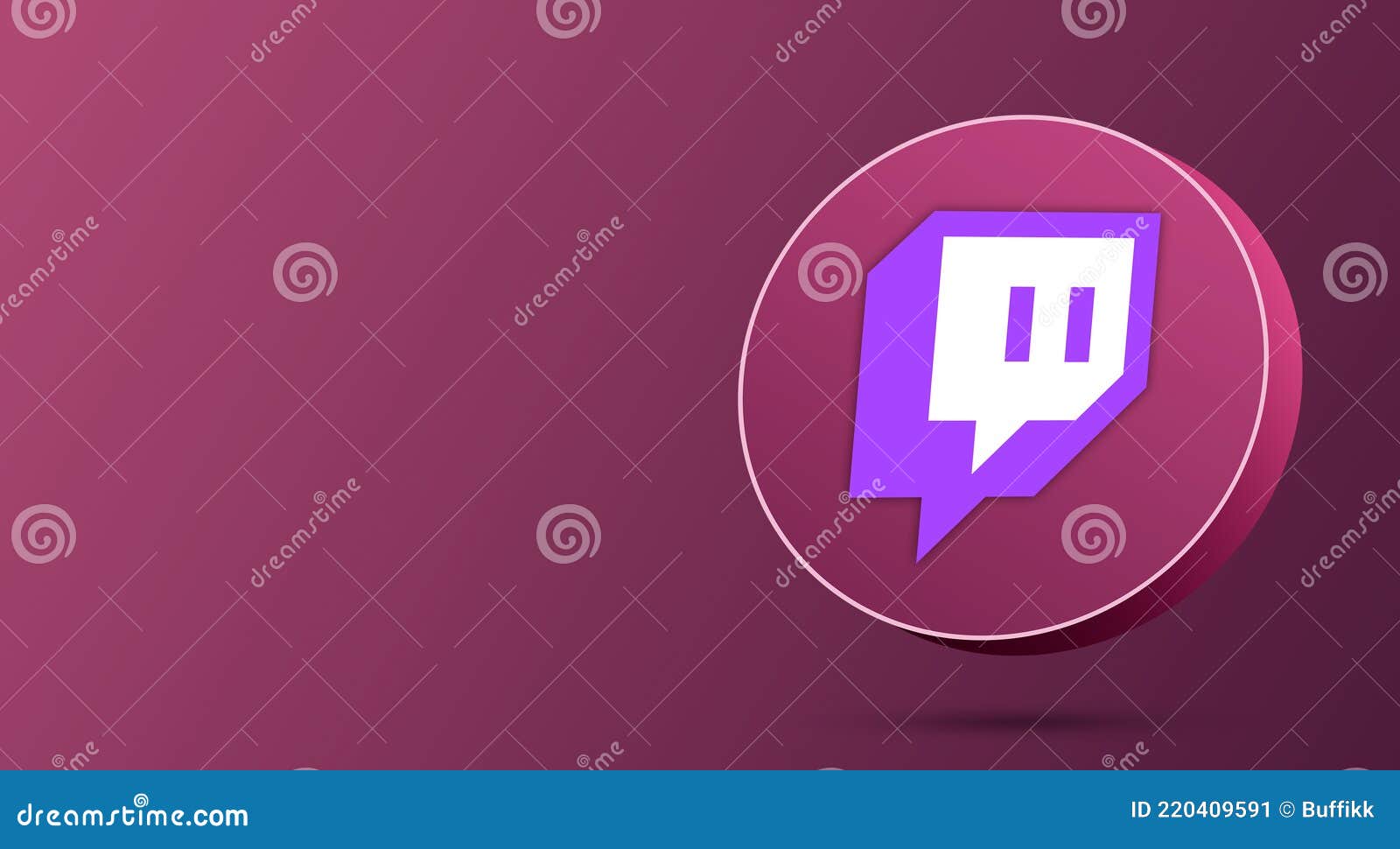 Twitch Logo Minimal Design on the Round Button 3d Render. Social Media ...