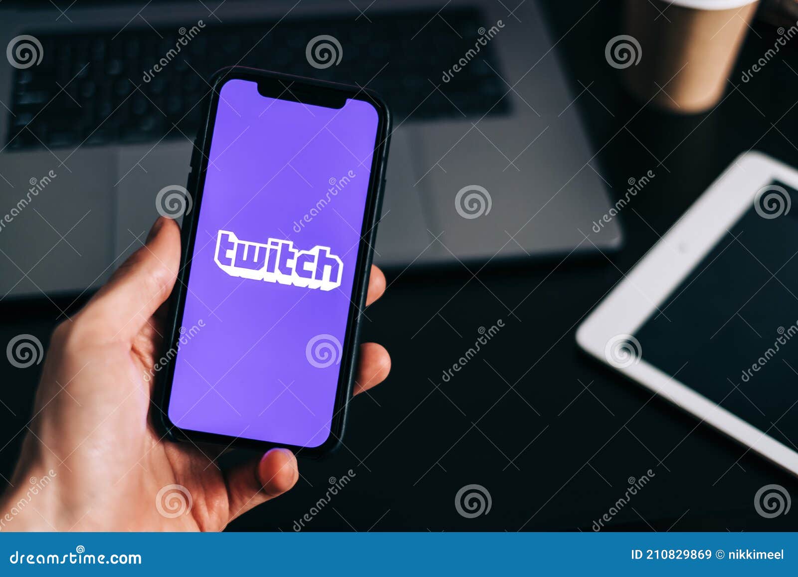 Twitch Logo On Smartphone Screen On Yellow Background Editorial Photo ...