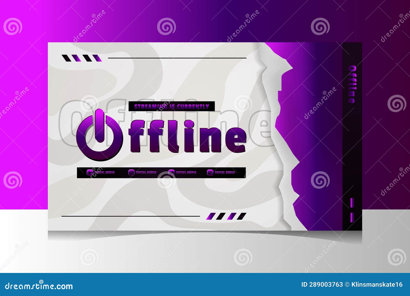 Twitch Stream Offline Gaming Banner Design Stock Vector - Illustration ...