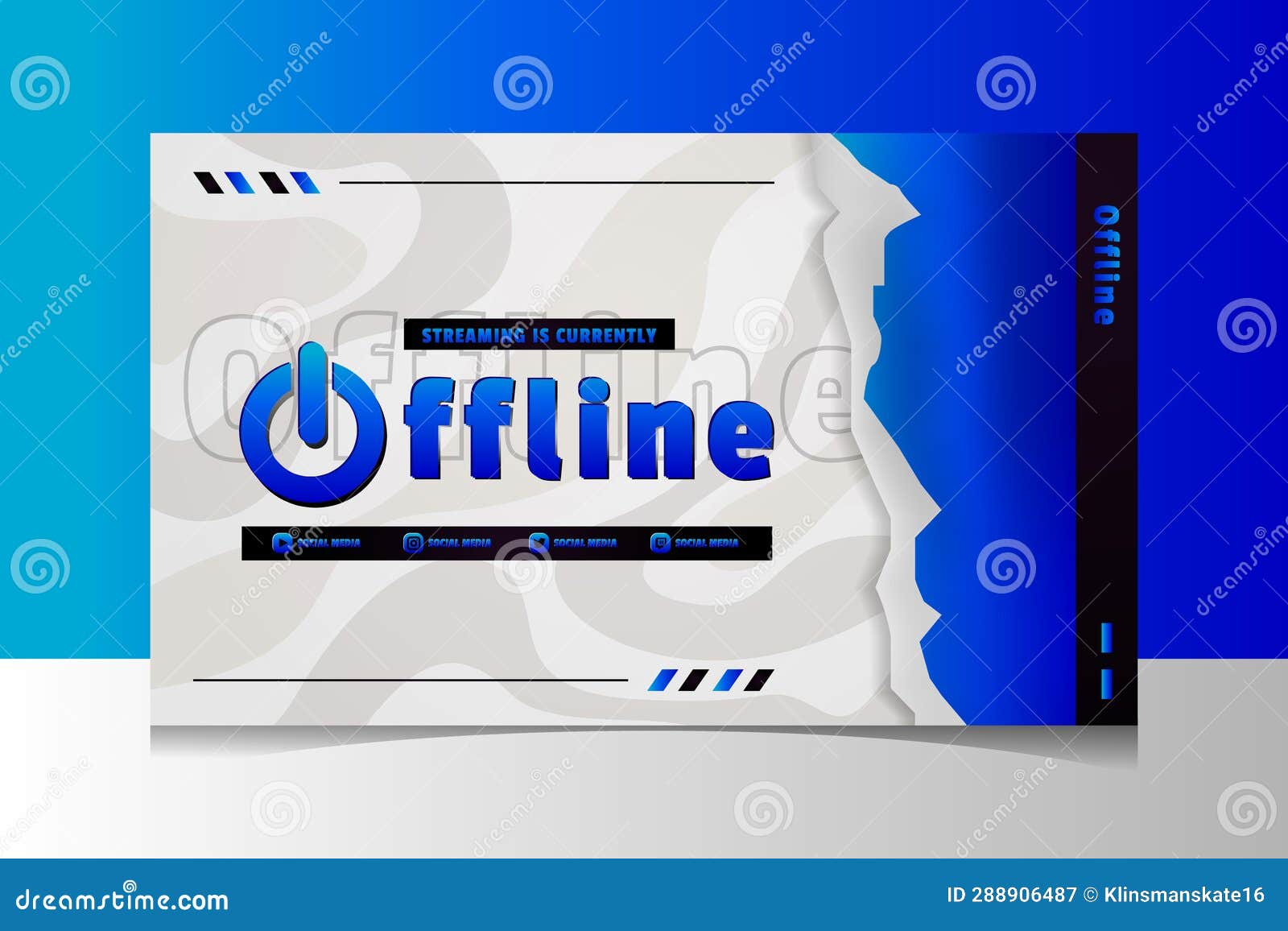 Twitch Stream Offline Gaming Banner Design Cartoon Vector ...