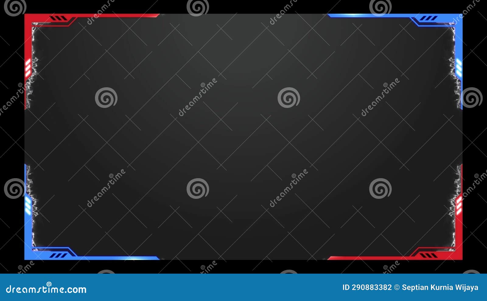 Twitch Streaming Overlay Facecam Frame with Elegant Blue and Red Stock ...