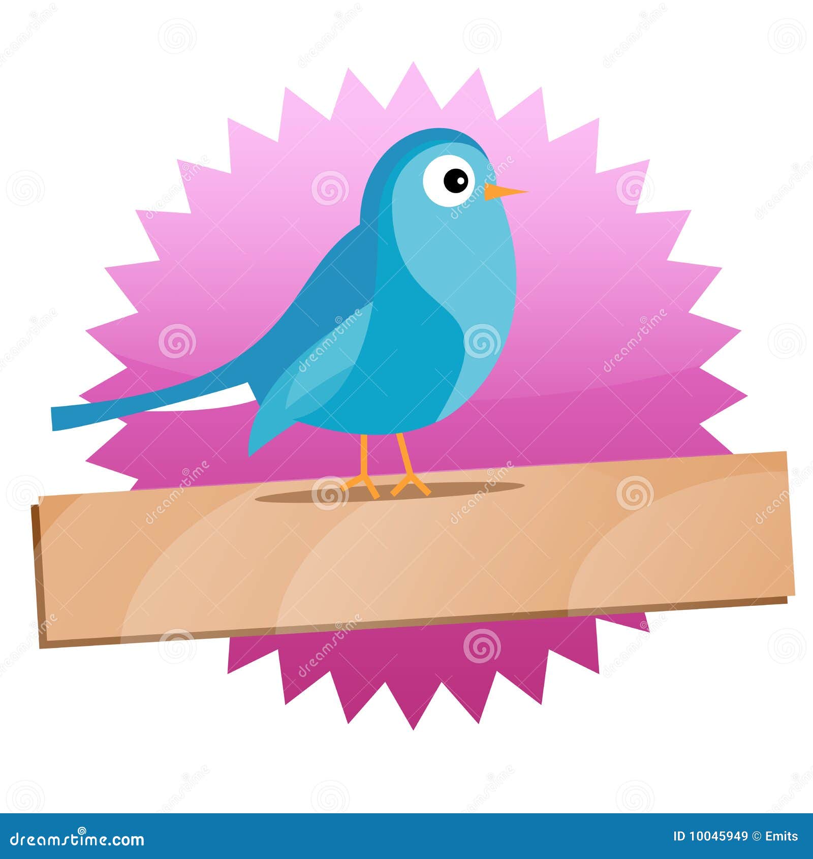 Twitter Badge with Blue Bird and Sign Stock Illustration - Illustration ...
