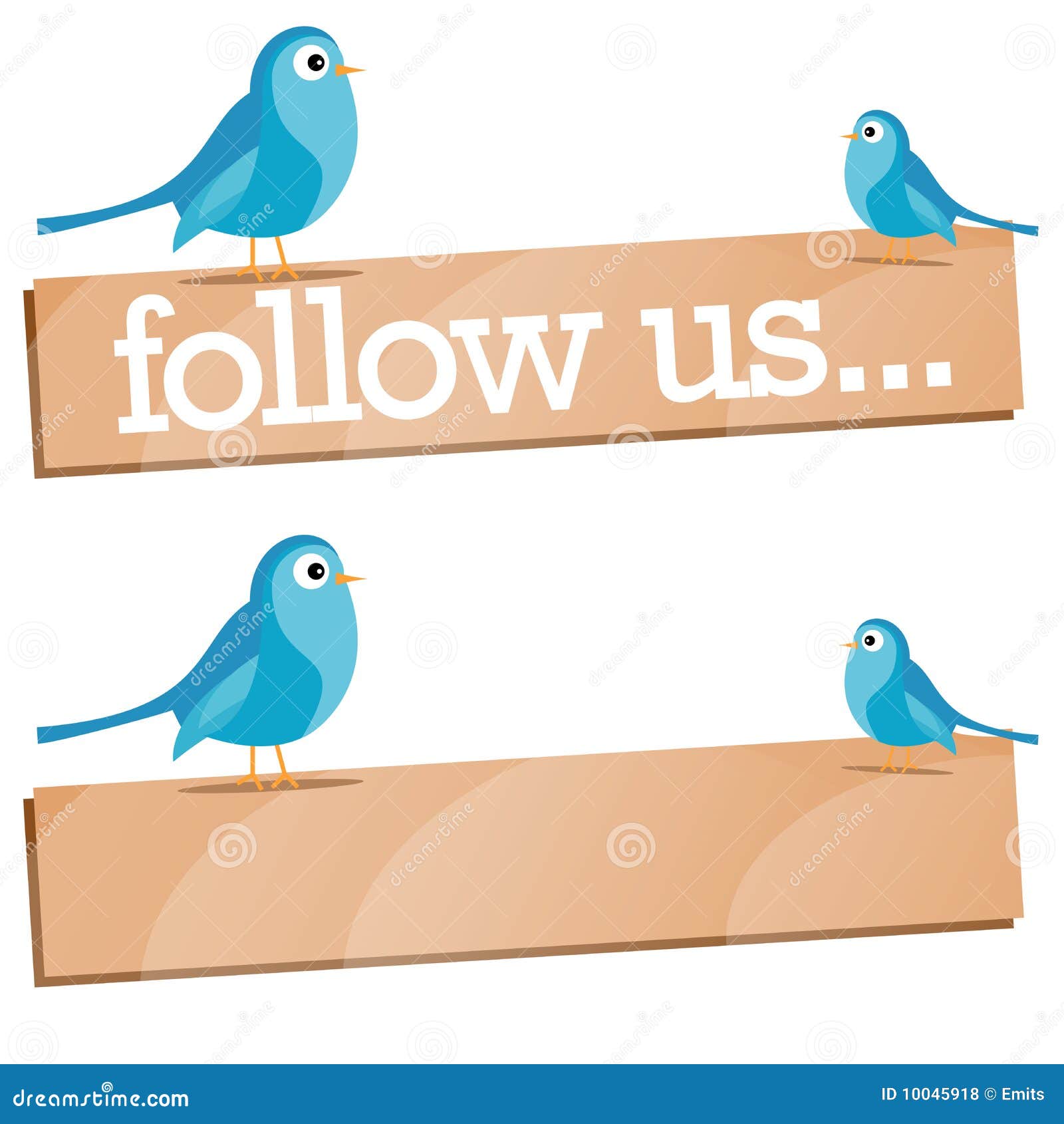 Twitter Bird with Follow Us Sign Stock Illustration - Illustration of ...
