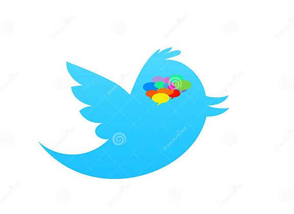 Twitter Bird Isolated in White with Speech Bubble Editorial Stock Image ...