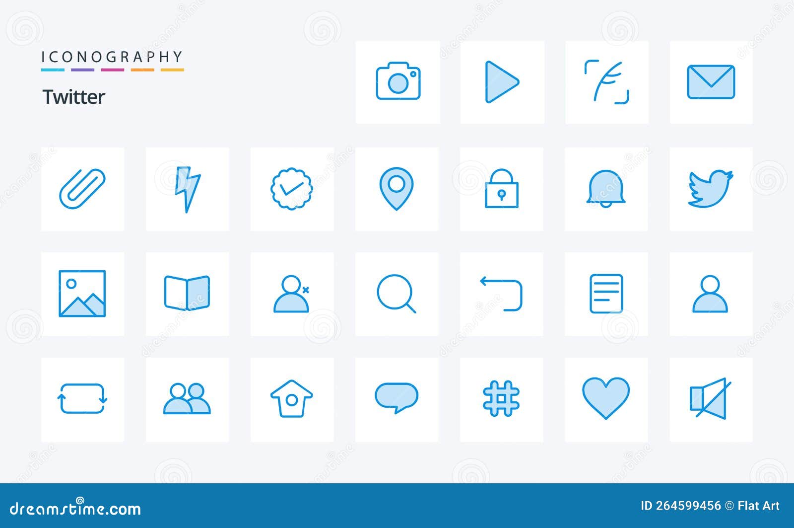 25 Twitter Blue icon pack stock vector. Illustration of sets - 264599456