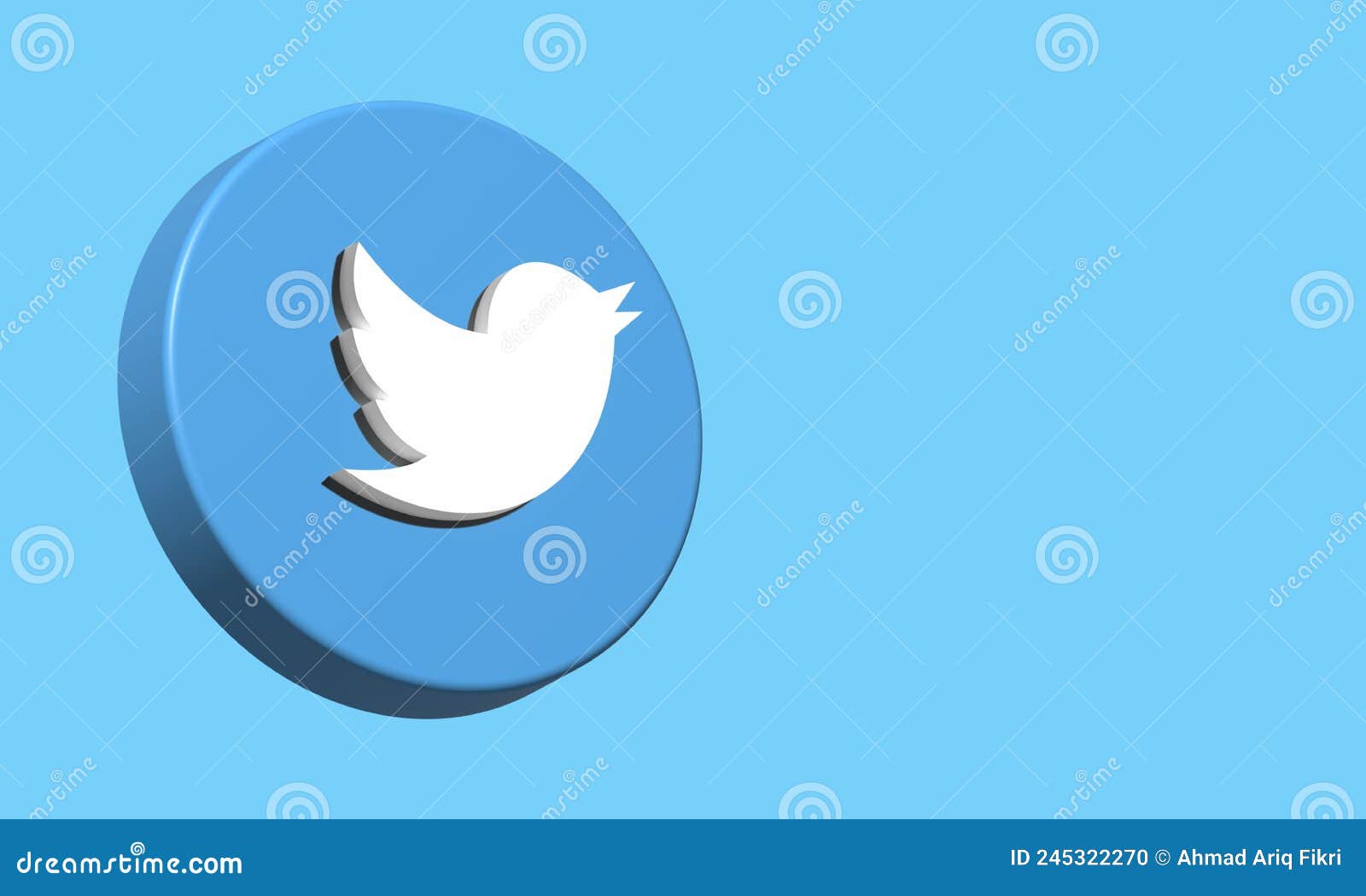Twitter Circle Button Icon 3D. Elegant Template Blank Space Editorial ...