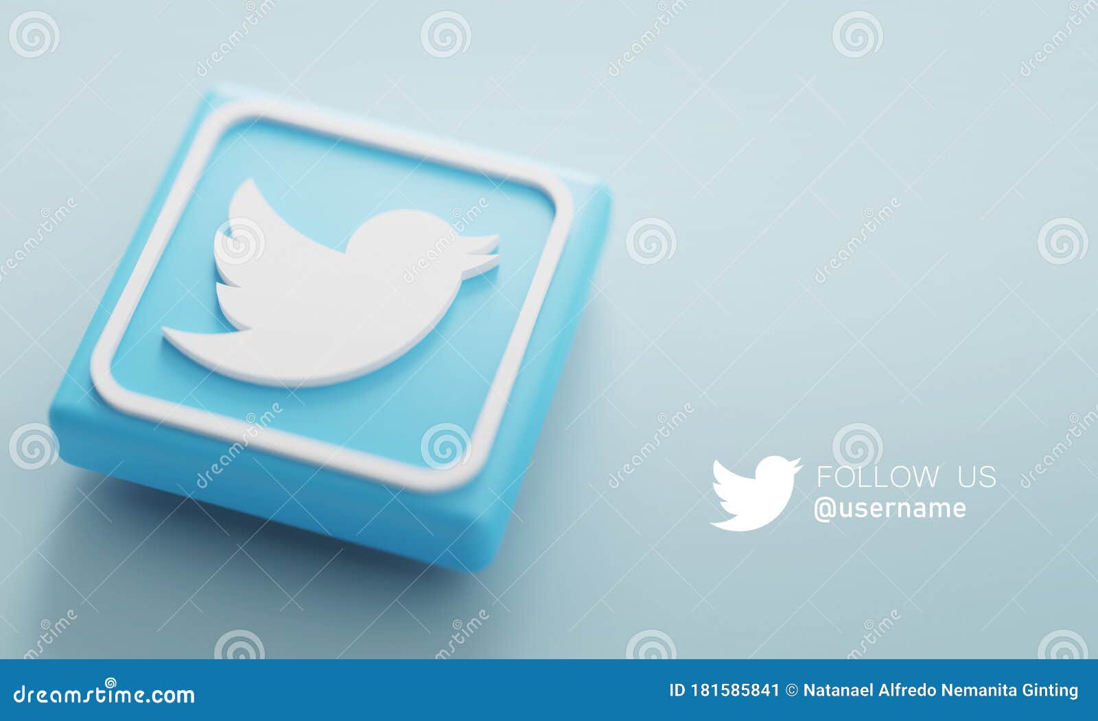 Twitter 3D Rendering Close Up. Account Promotion Template Editorial ...