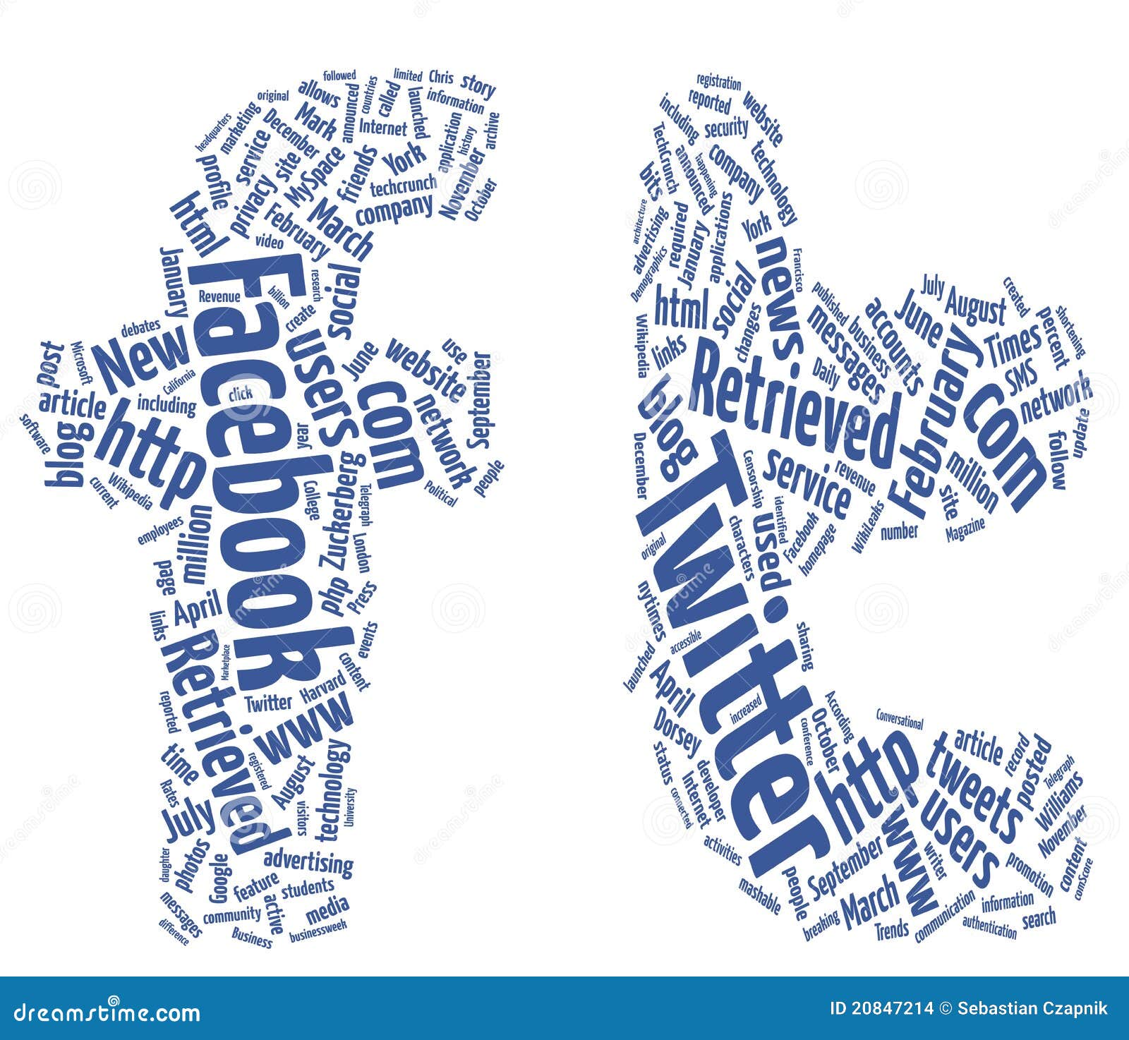Twitter Facebook Word Clouds Editorial Stock Image - Illustration of ...