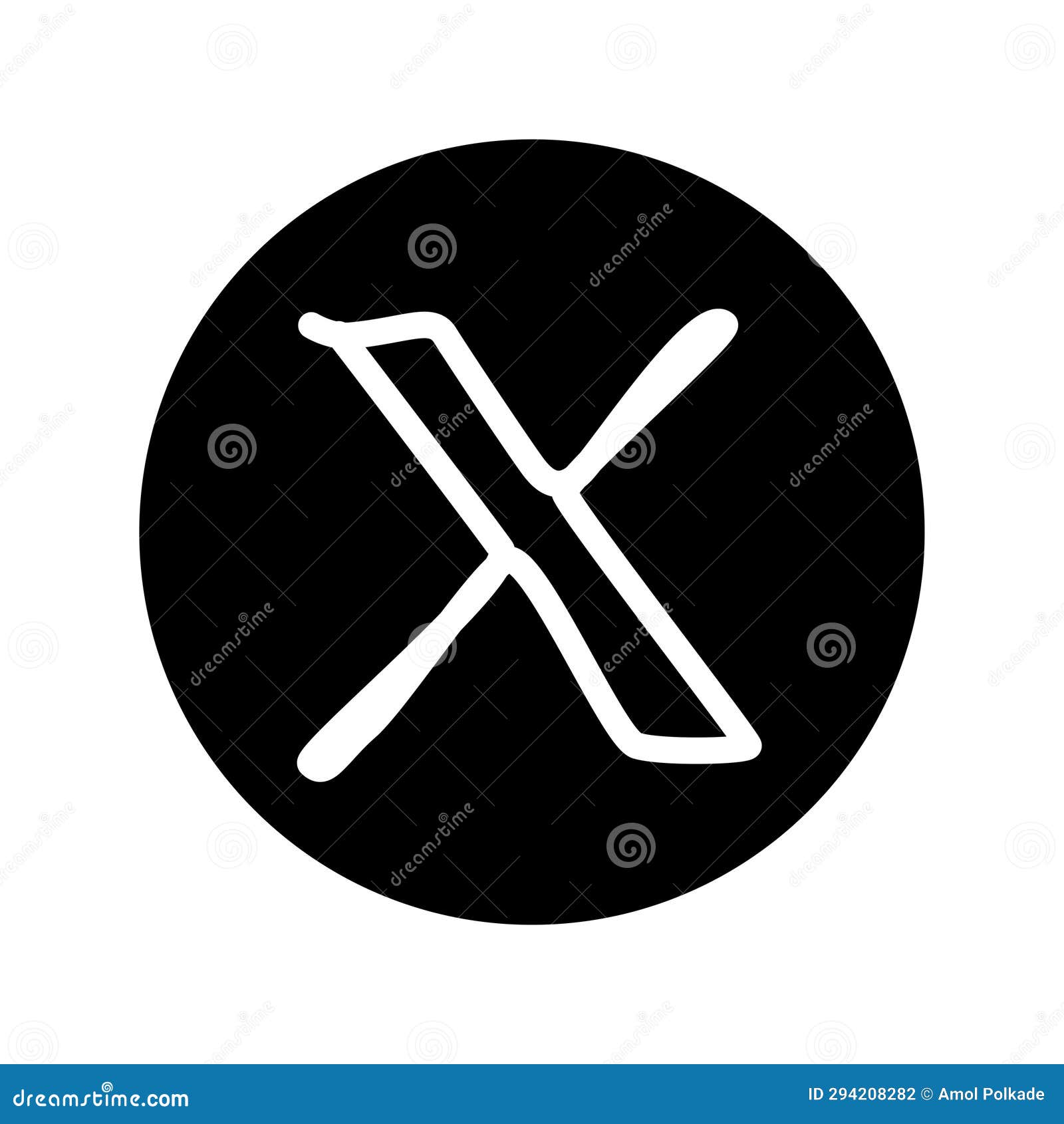 Twitter X Icon with Handmade Style in Line Work. Round X Icon Editorial ...