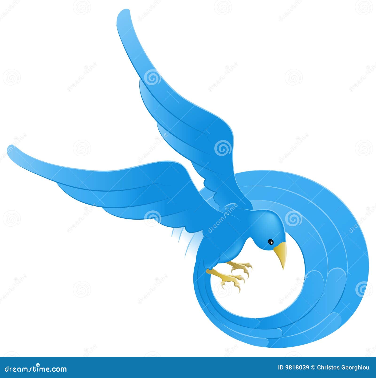 Twitter ing blue bird icon stock vector. Illustration of concept - 9818039