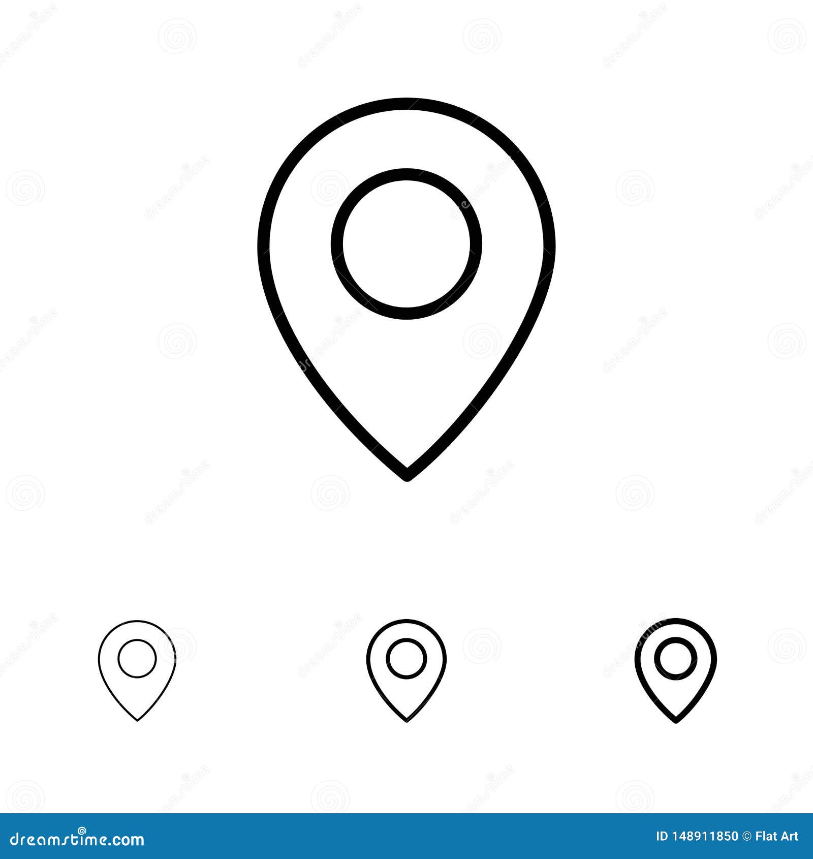 Twitter, Location, Map Bold and Thin Black Line Icon Set Stock Vector ...