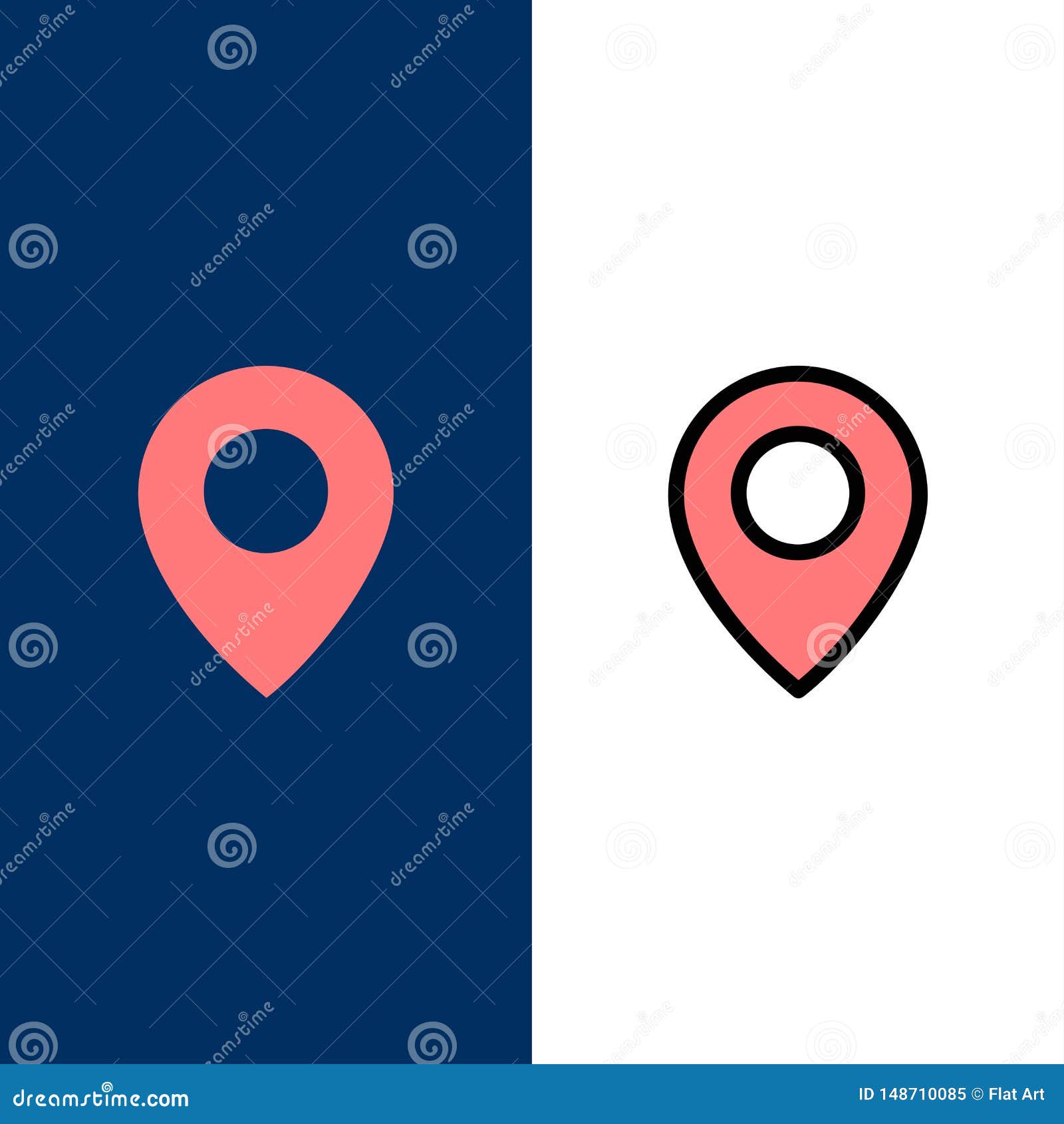 Twitter, Location, Map Icons. Flat and Line Filled Icon Set Vector Blue ...