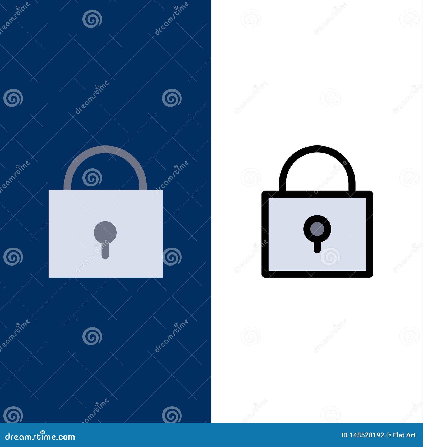 Twitter, Lock, Locked Icons. Flat and Line Filled Icon Set Vector Blue ...