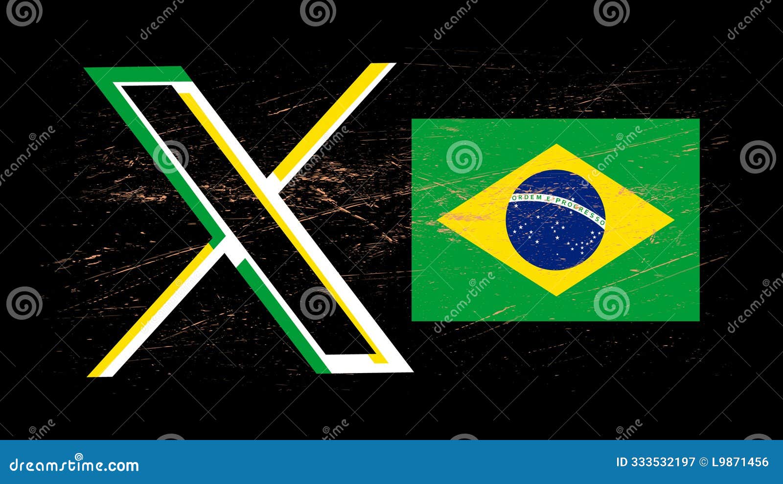 Twitter X Logo and Brazil Flag on a Dark Grunge Background Editorial ...