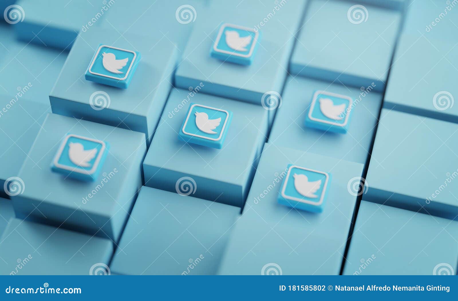 Twitter Logo on Cubes. Social Media Background 3D Rendering Editorial ...