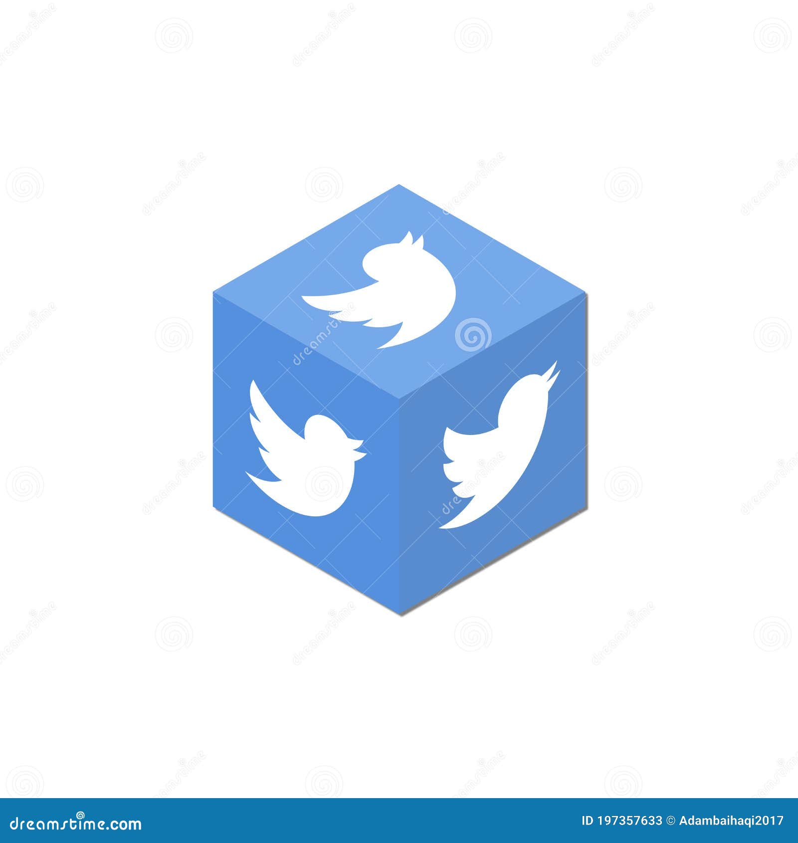 Twitter Logo Icon in 3D Isometric Cube Shape. Twitter Social Media 3D ...