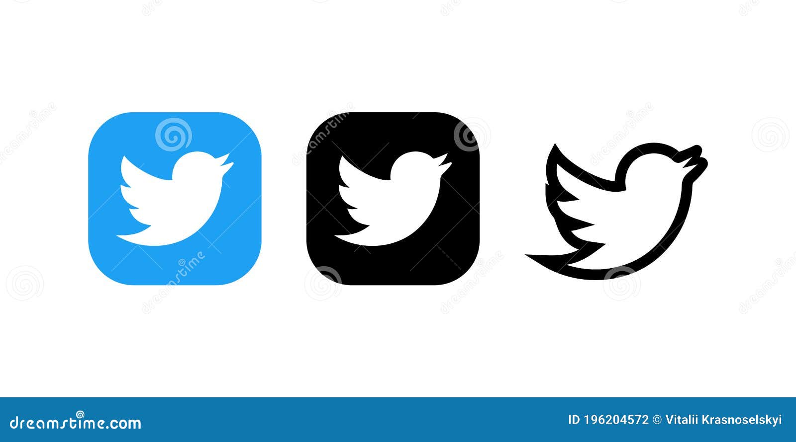 Twitter Logo and Icon Printed on White Paper in Different Styles ...
