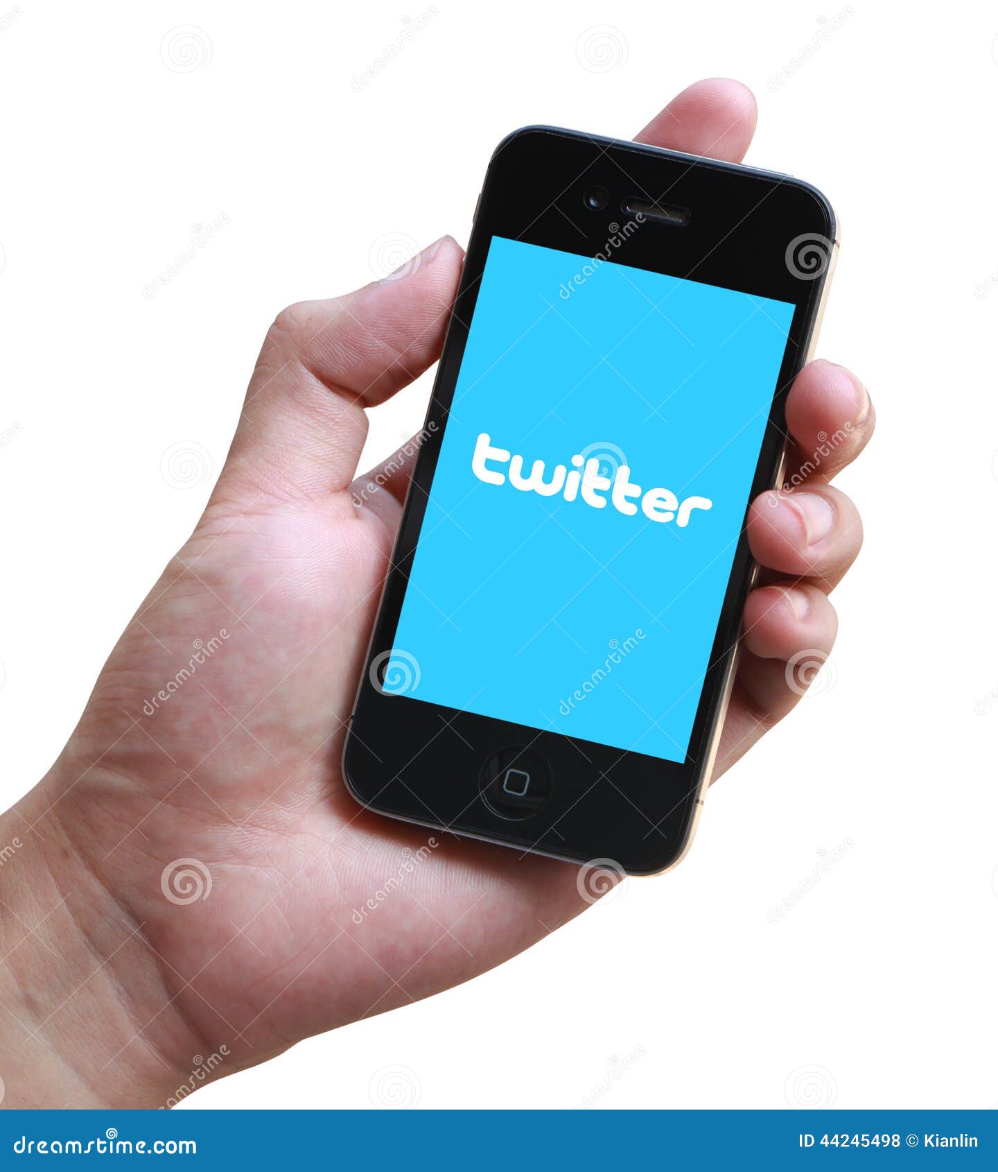 Twitter phone in hand editorial stock photo. Image of concept - 44245498