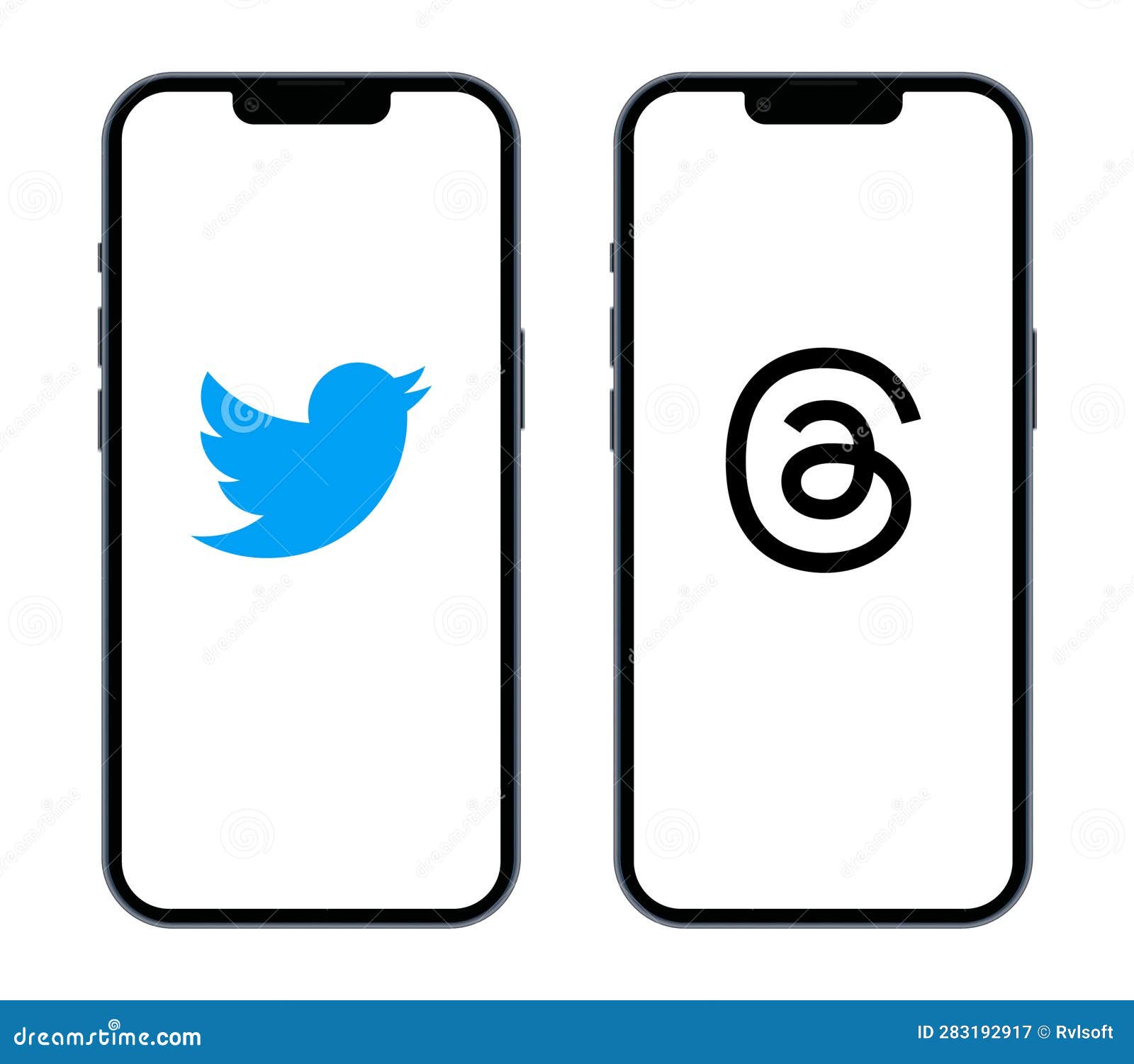 Twitter and Threads Mobile Services Logos in Different Smart Phones ...