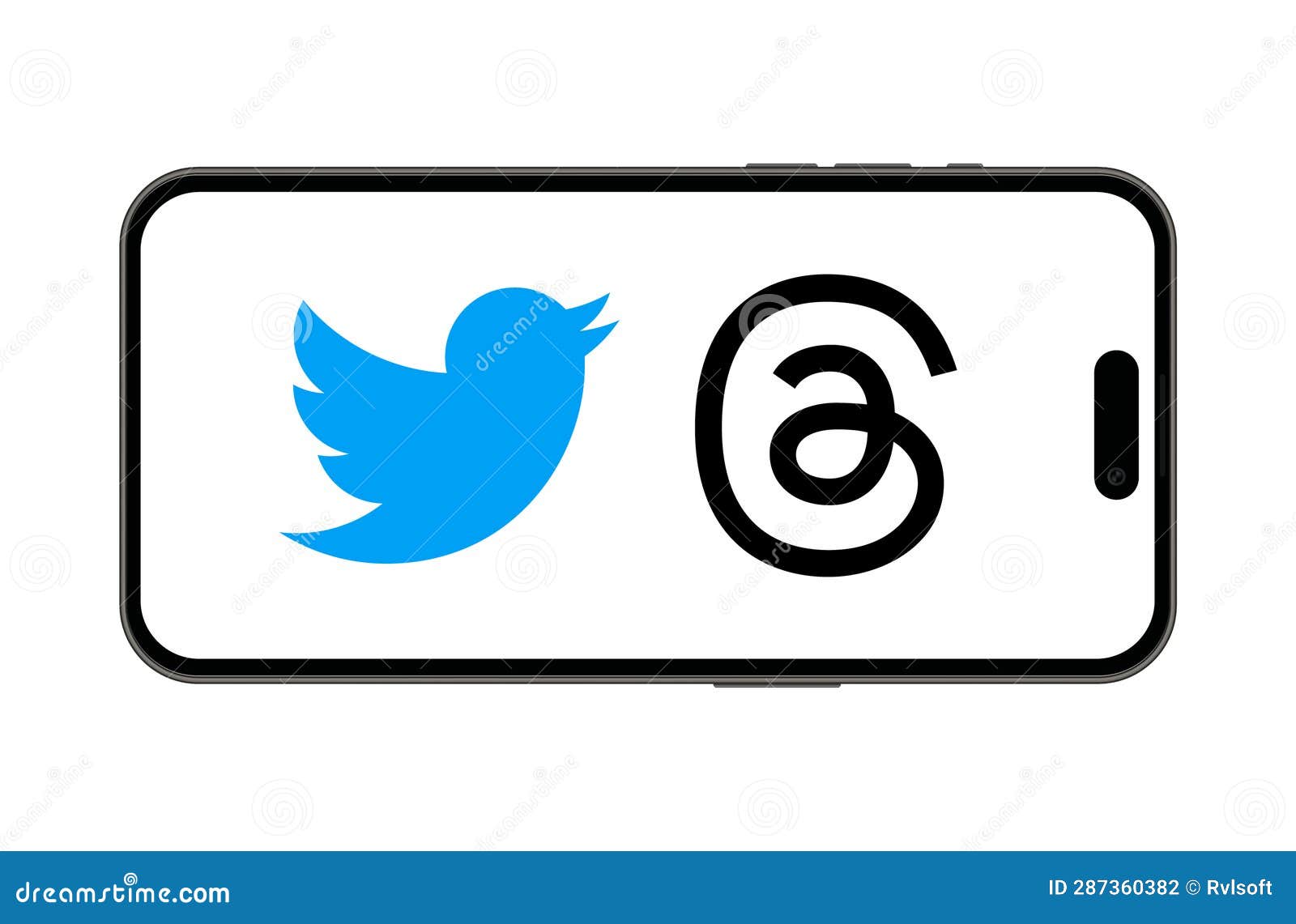 Twitter and Threads Mobile Services Logos in Smart Phone IPhone 14 Pro ...