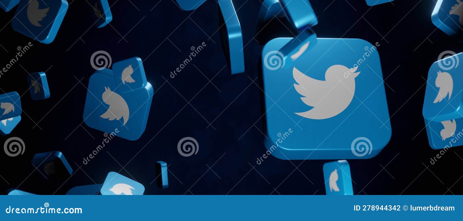 Twitter Tile Badges Heap Floating.3D Rendering Editorial Photography ...