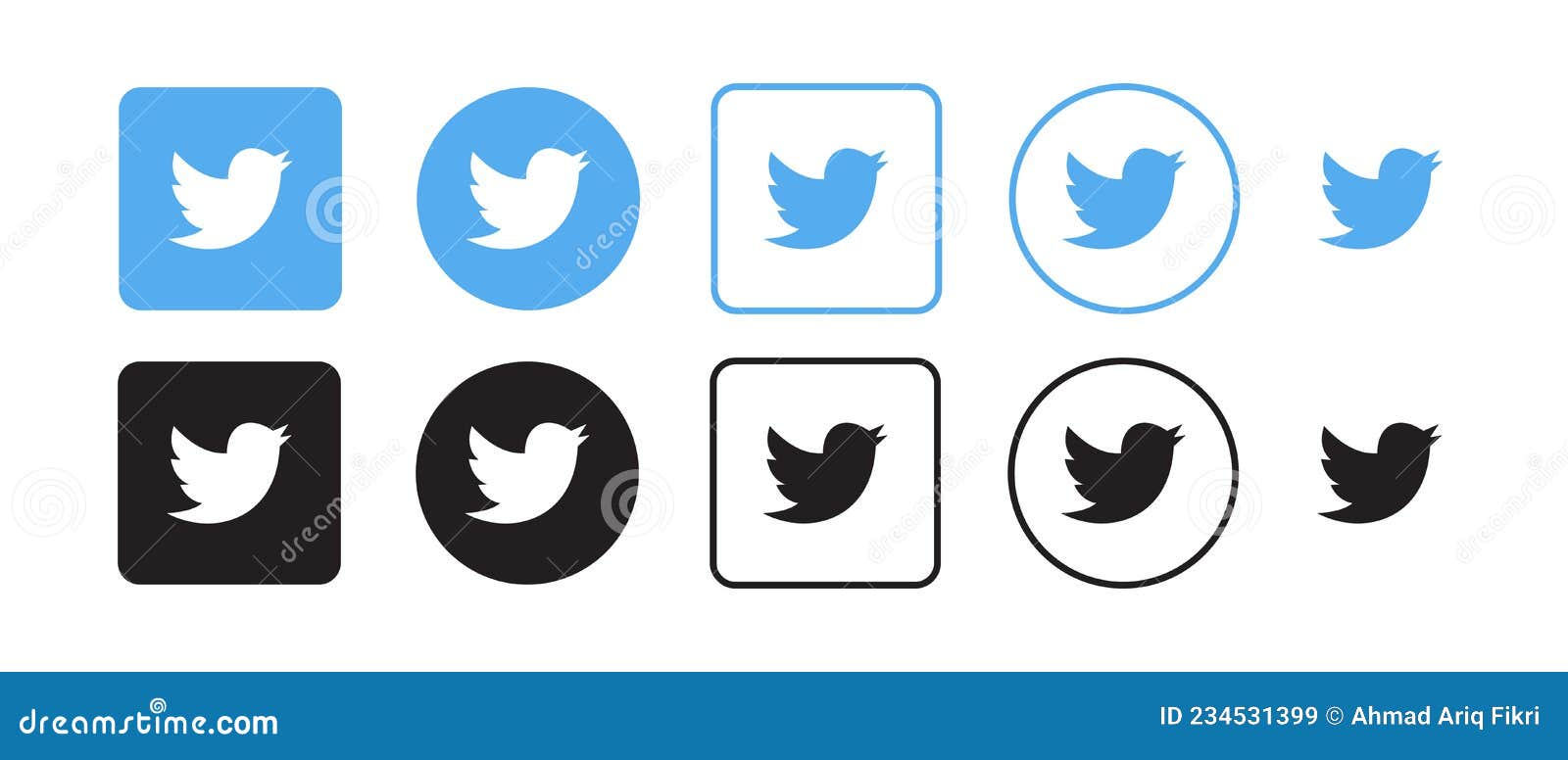 Twitter Vector Logo Illustration.Flat Twitter Social Media Symbol Icon ...