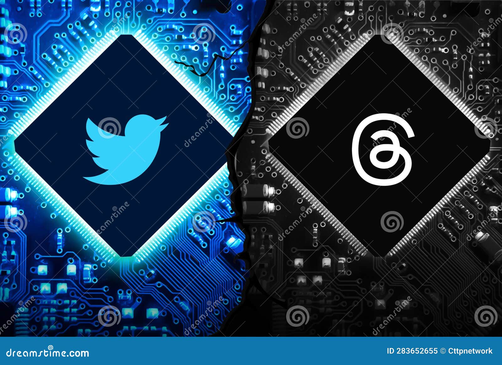 Twitter Vs Threads New Social Media and Rival Platform Concept ...