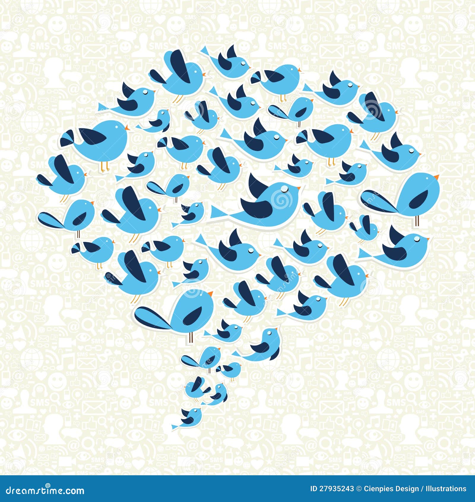 Twitting Social Birds Campaign Stock Vector - Illustration of dialog ...