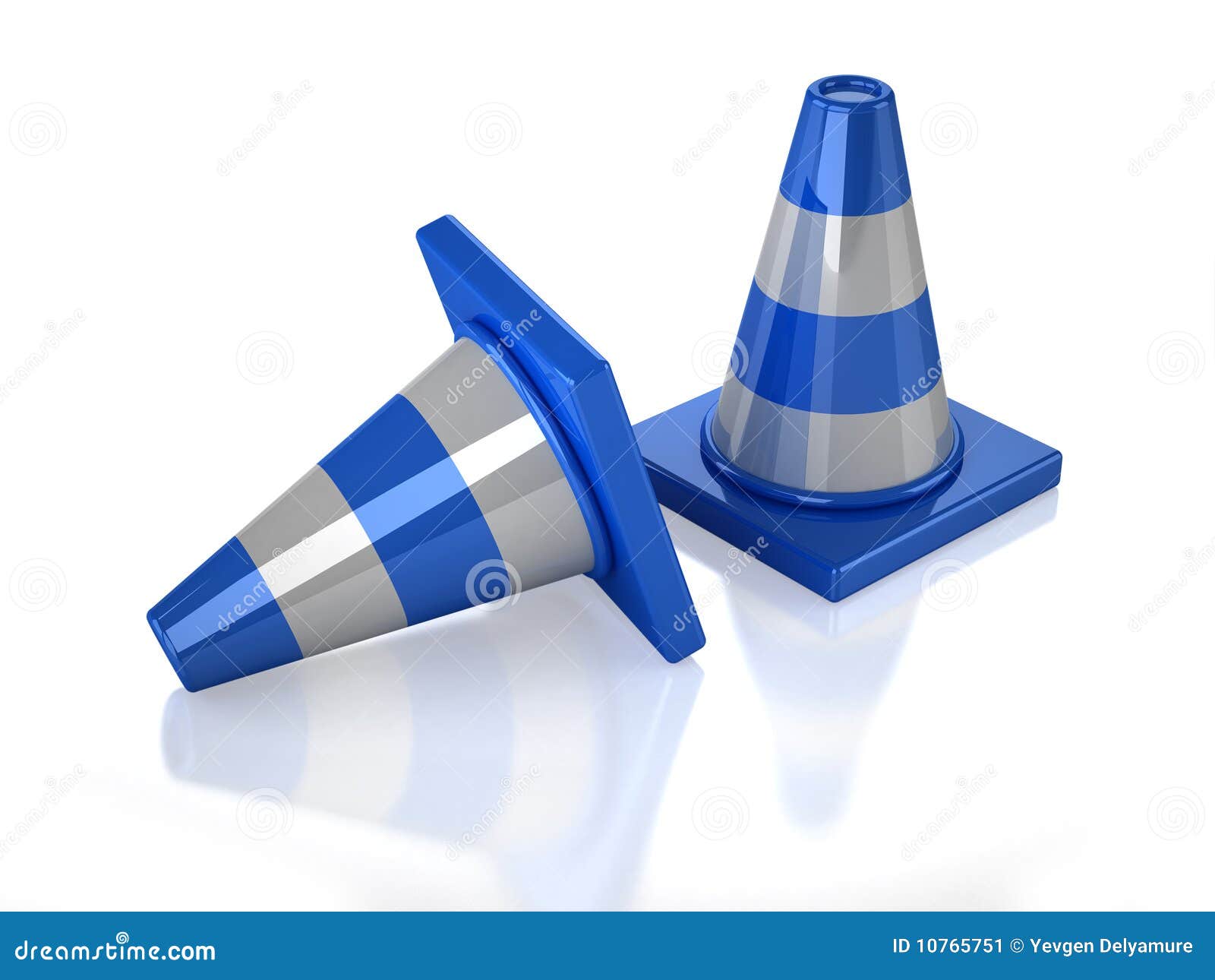 Two 3D blue stripped cones stock illustration. Illustration of ...