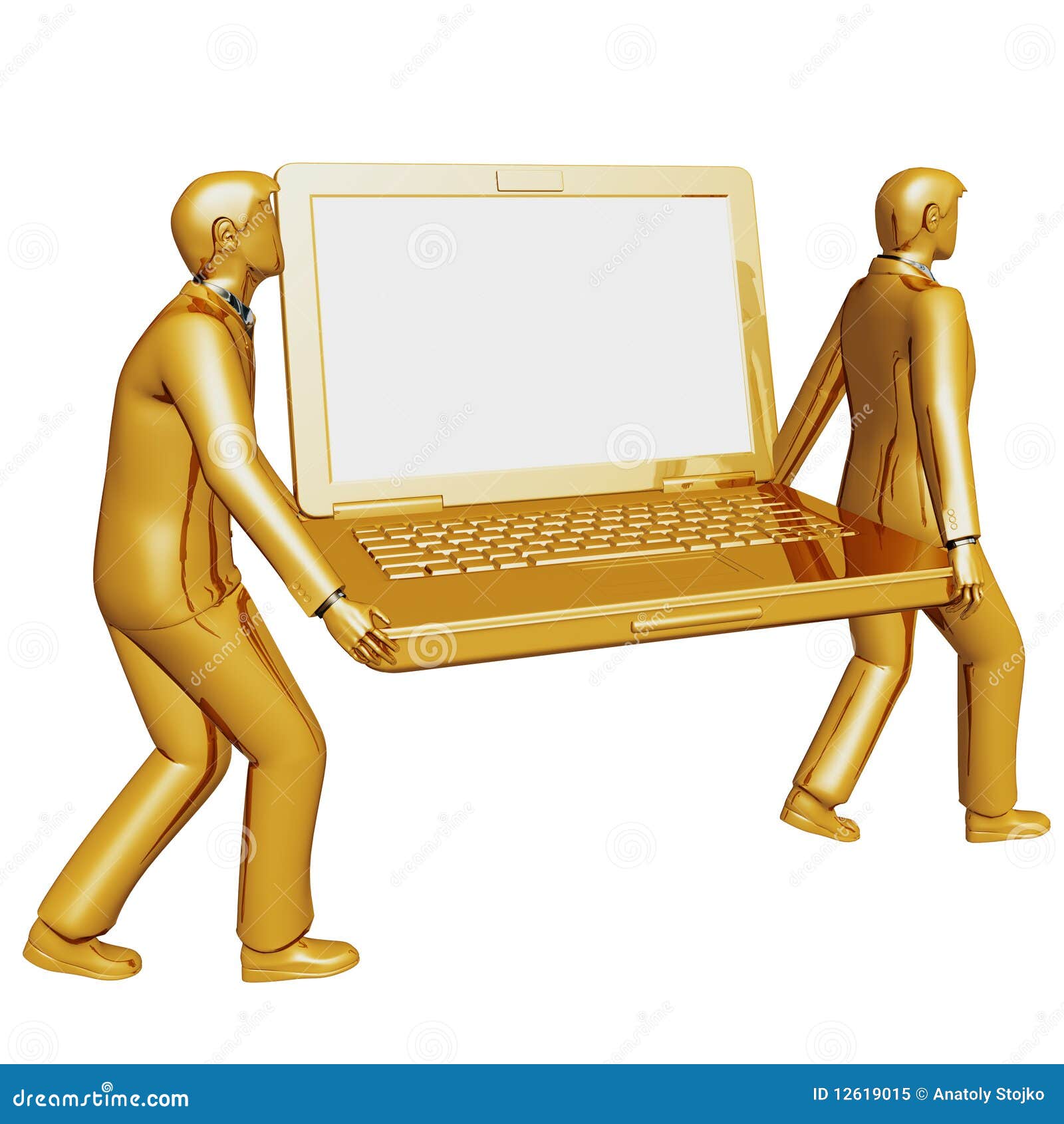 Two 3d Businessman Carry a Big Laptop Stock Illustration - Illustration ...