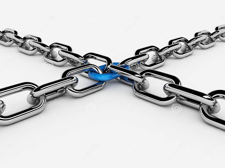 Two 3d Chains Connected with One Link Stock Illustration - Illustration ...