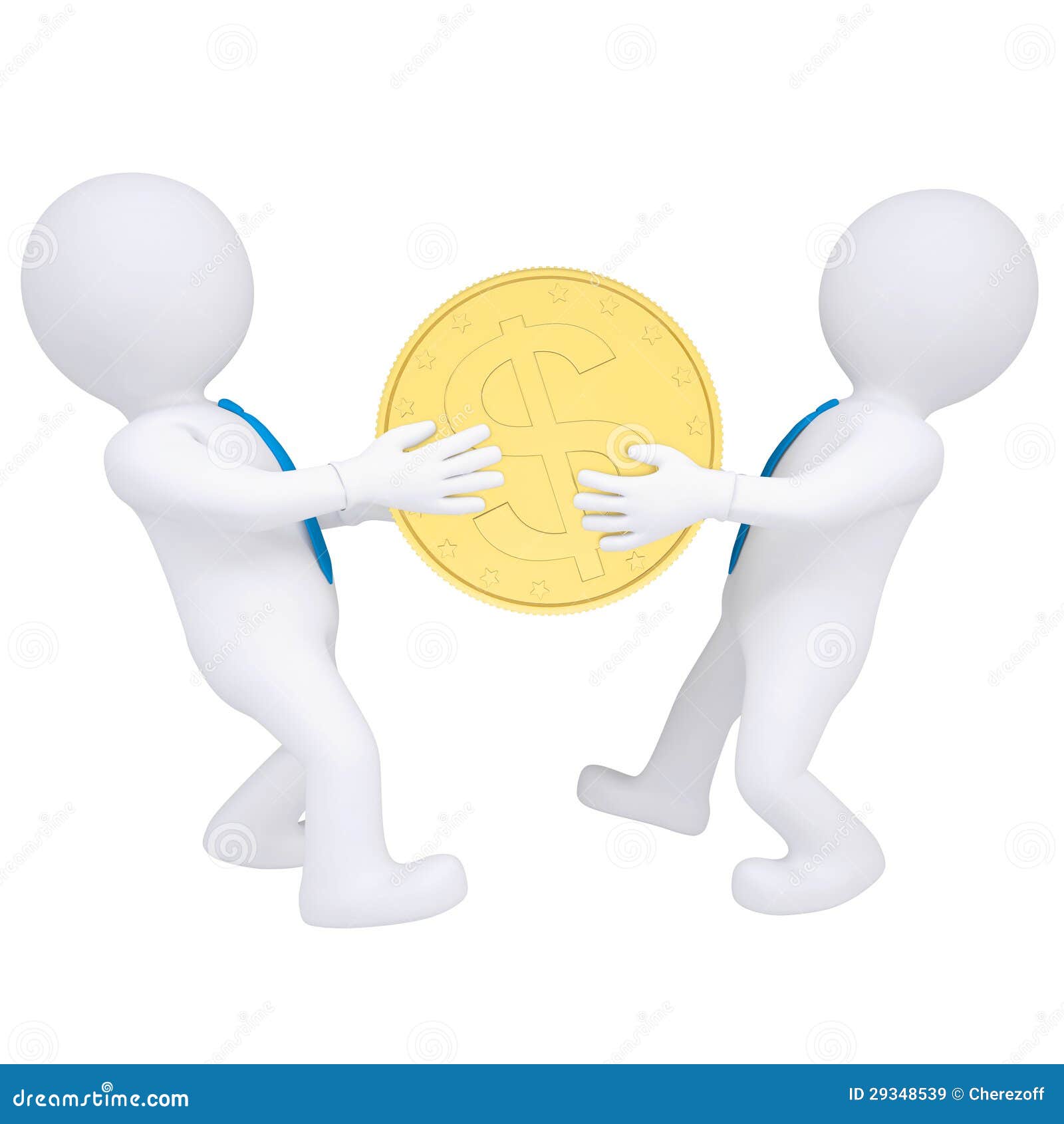 Two 3d people share money stock illustration. Illustration of fight ...