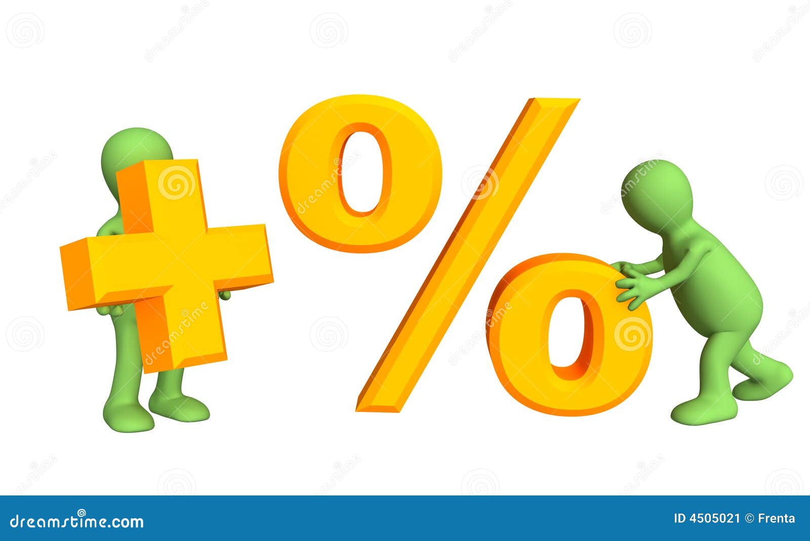 Two 3d Persons, Holding Symbols Plus and Percent Stock Illustration ...