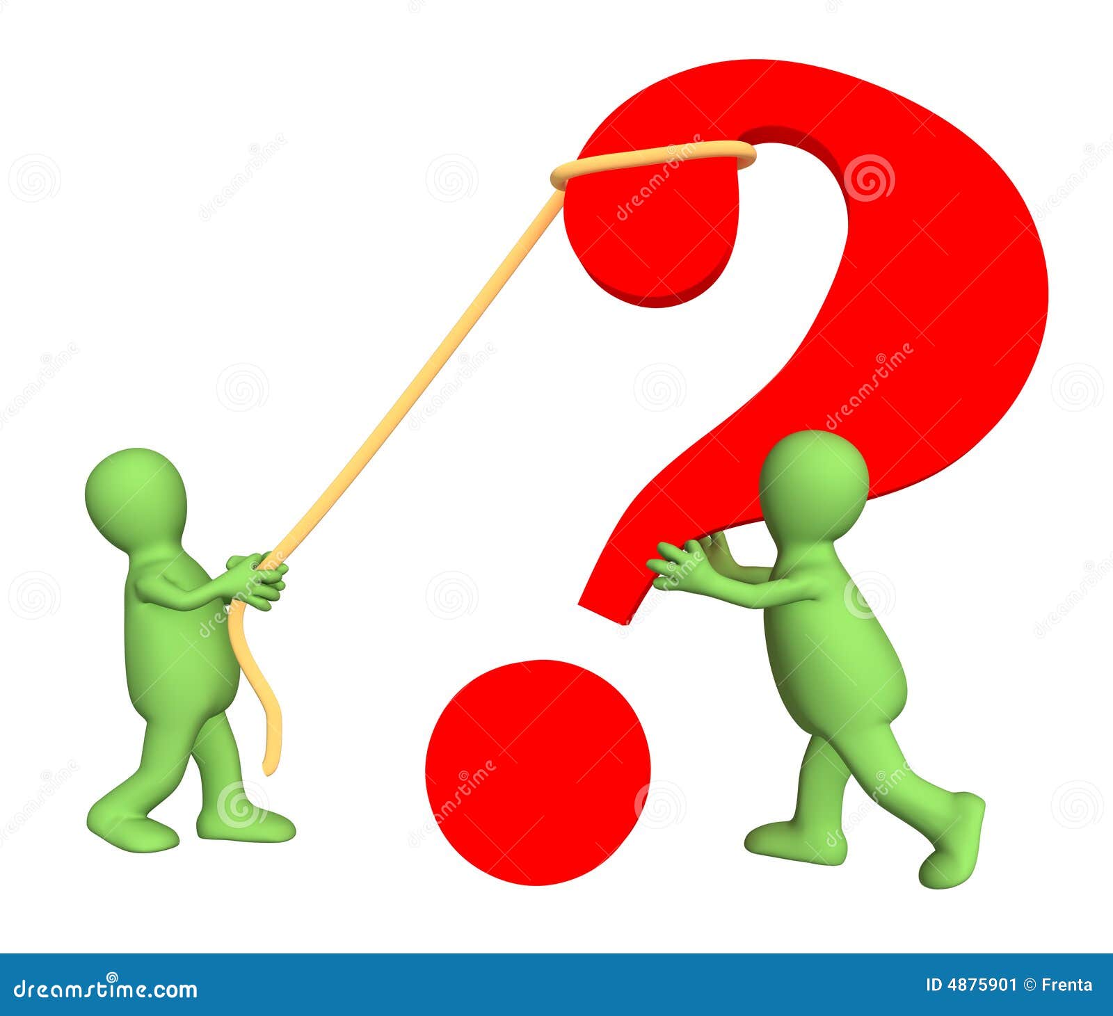Two 3d Puppets Installing a Question Mark Stock Illustration ...
