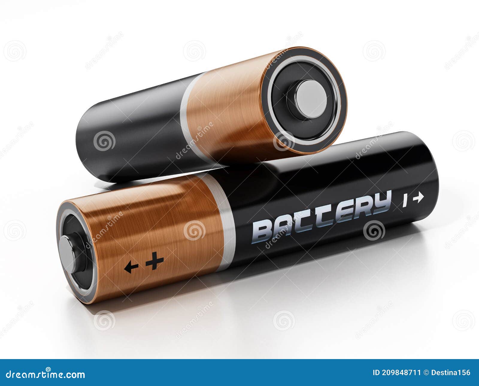 Two AA Batteries Isolated on White Background. 3D Illustration Stock ...