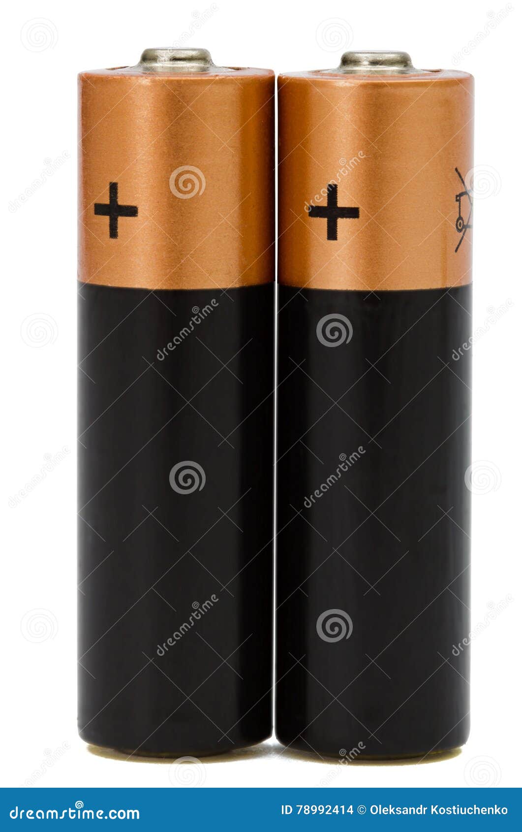 Two AA Battery Isolated on White, with Clipping Path Stock Photo ...