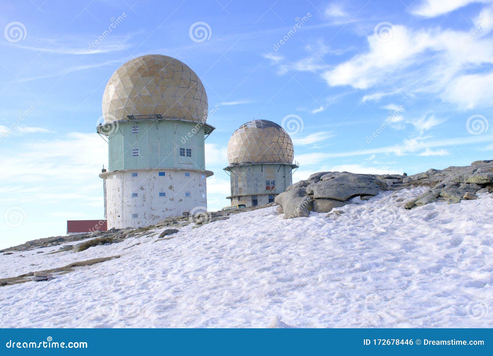 Two Abandoned Towers Surrounded by Snow Stock Photo - Image of city ...