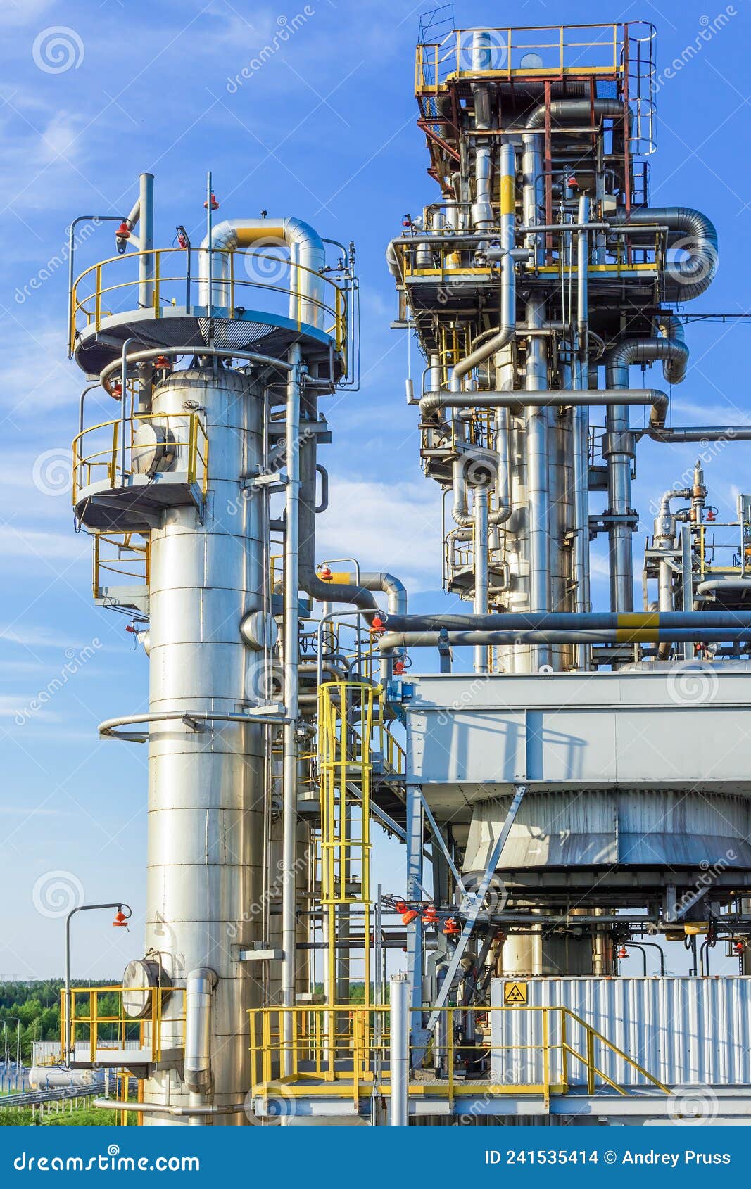 Two Absorption Columns Stand at the Gas Processing Plant Stock Photo ...