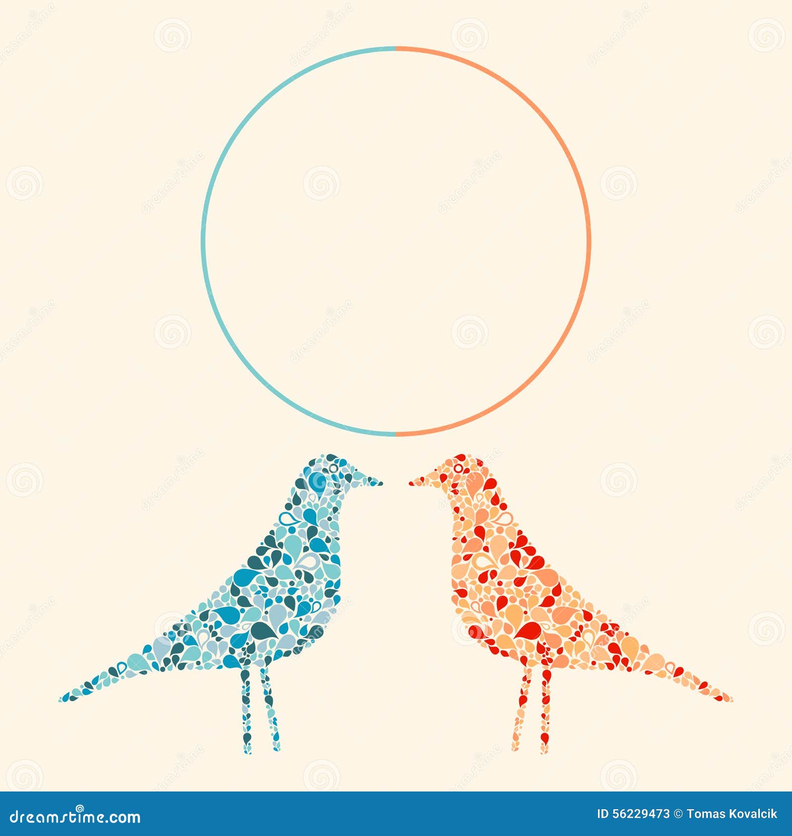 Two Abstract Birds with Circle for Your Design Stock Vector ...