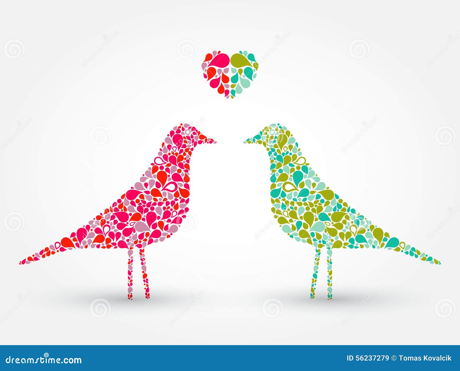 Abstract Birds. Simple Bird Silhouettes, Minimalistic Hand Drawn Folk ...